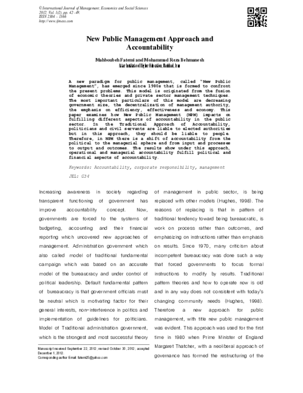 (PDF) New Public Management Approach and Accountability