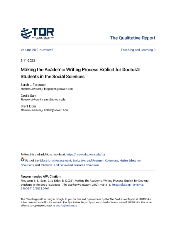 (PDF) Making the academic writing process explicit for doctoral ...
