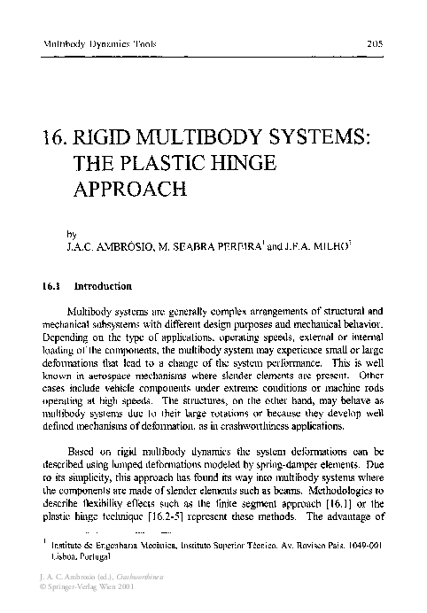 (PDF) Rigid Multibody Systems: The Plastic Hinge Approach