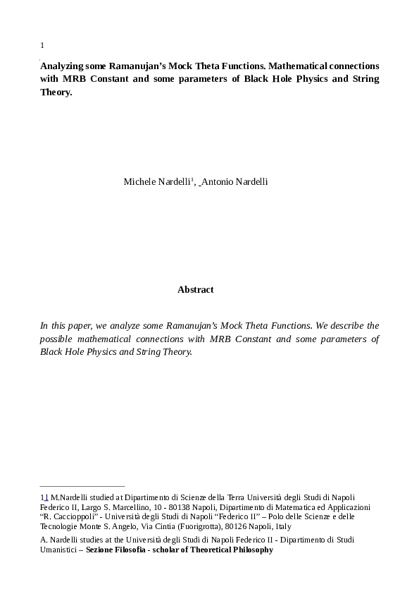Pdf Analyzing Some Ramanujans Mock Theta Functions Mathematical