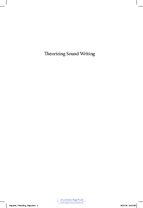 (PDF) Theorizing Sound Writing