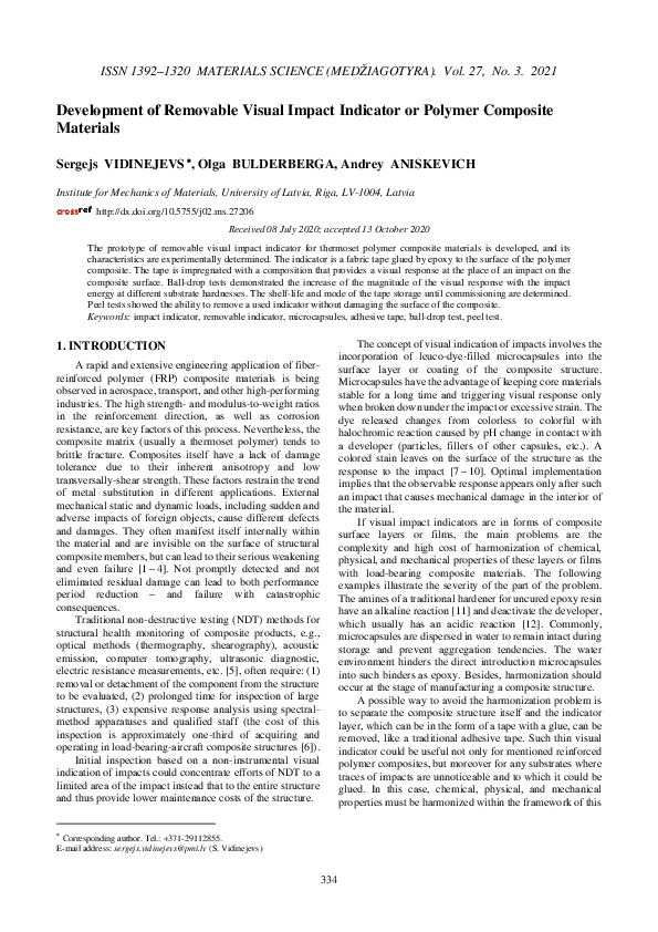 (PDF) Development of Removable Visual Impact Indicator or Polymer ...