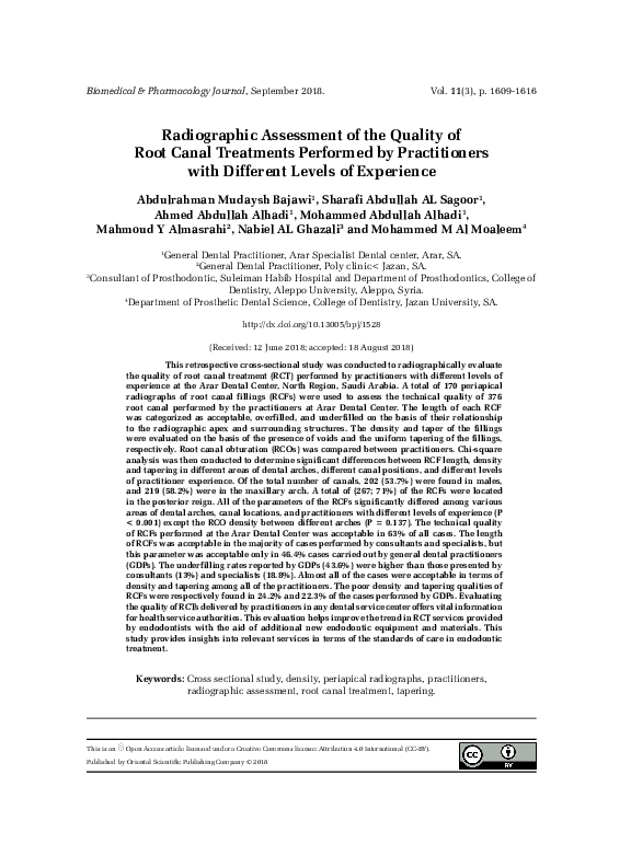(PDF) Quality of Root Canal Treatments by Experience