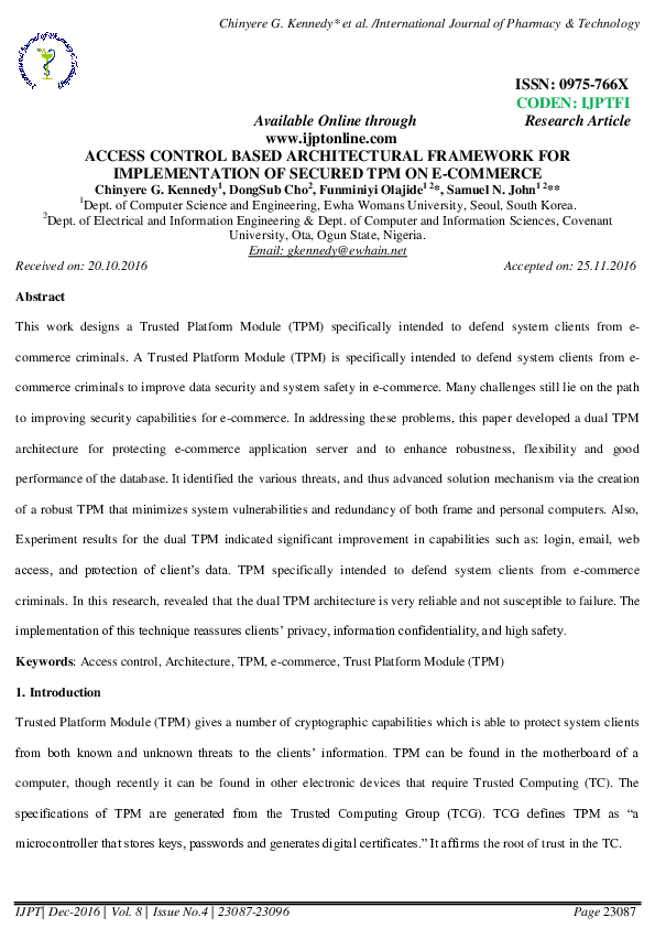 Pdf Access Control Based Architectural Framework For Implementation