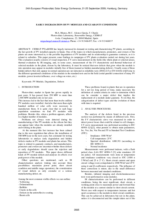 Pdf Degradation Of Pv Modules And Warranty Issues