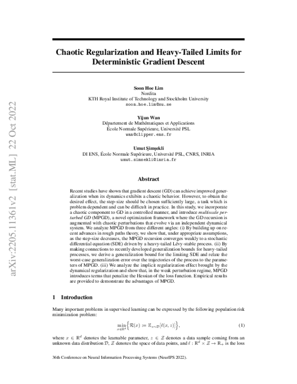 Pdf Chaotic Regularization And Heavy Tailed Limits For Deterministic