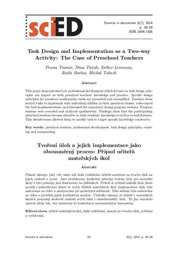 (PDF) Task Design and Implementation as a Two-way Activity: The Case of ...