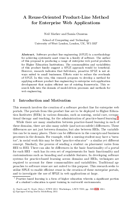(PDF) A Reuse-Oriented Product-Line Method for Enterprise Web Applications