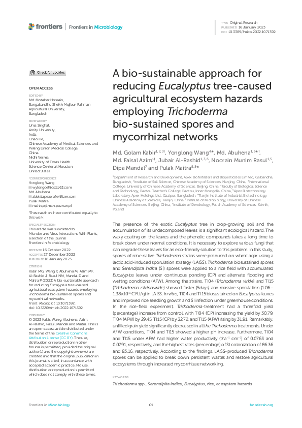 (PDF) A bio-sustainable approach for reducing Eucalyptus tree-caused agricultural ecosystem ...
