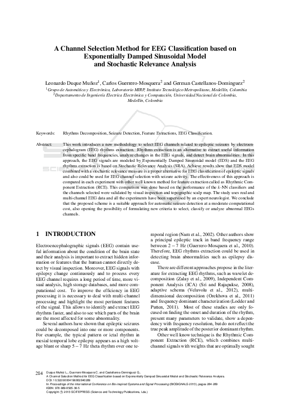 (PDF) A Channel Selection Method for EEG Classification based on Exponentially Damped Sinusoidal ...