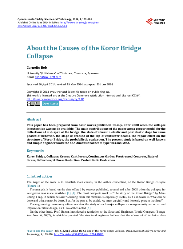 (PDF) About the Causes of the Koror Bridge Collapse