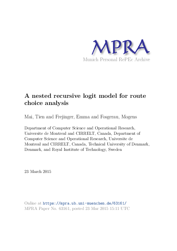 (PDF) A nested recursive logit model for route choice analysis