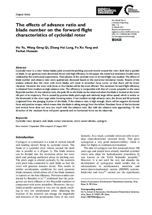 (PDF) The effects of advance ratio and blade number on the forward ...