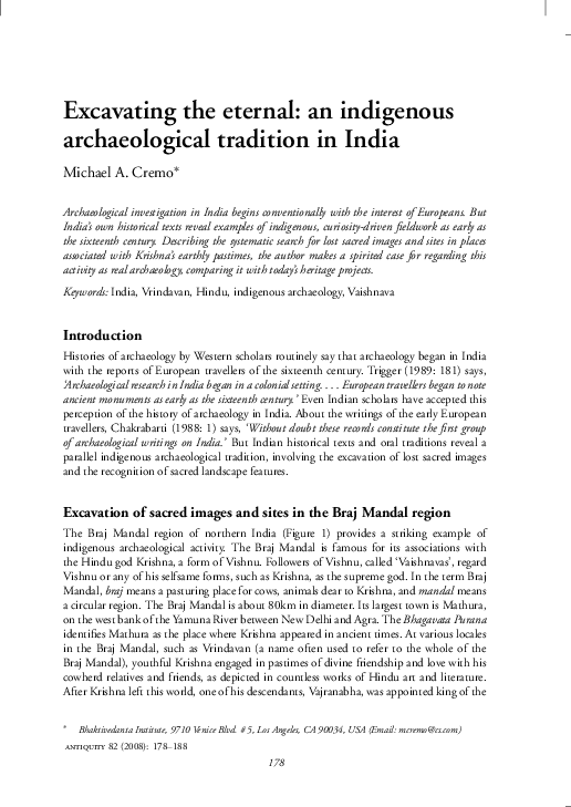 (PDF) Excavating the eternal: an indigenous archaeological tradition in ...
