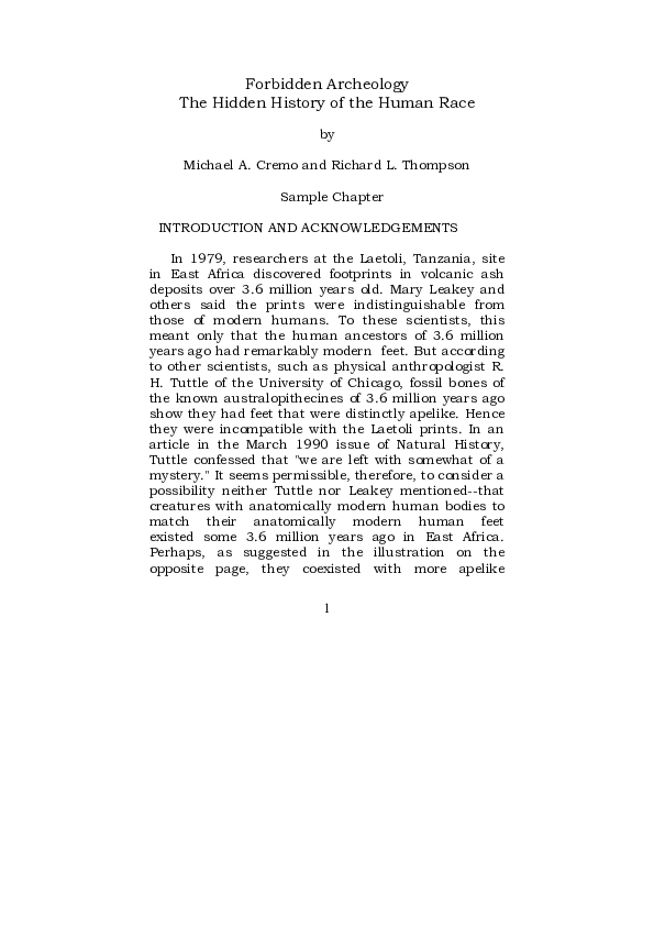 (PDF) Forbidden archeology: The hidden history of the human race. By ...