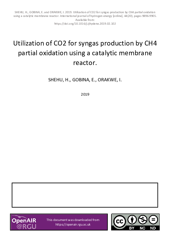 (PDF) Utilization of CO2 for syngas production by CH4 partial oxidation ...