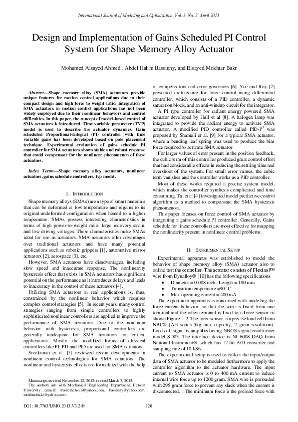 (PDF) Design and Implementation of Gains Scheduled PI Control System ...
