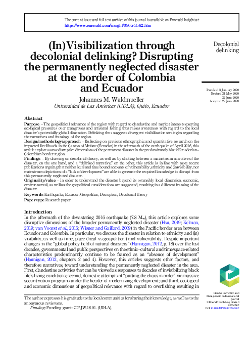 (PDF) (In)Visibilization through decolonial delinking? Disrupting the ...