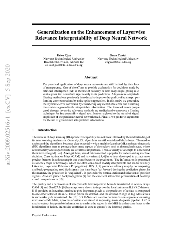 (PDF) Generalization on the Enhancement of Layerwise Relevance Interpretability of Deep Neural ...