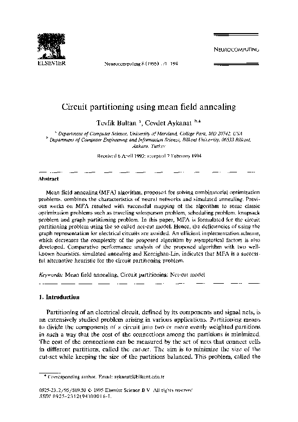 Pdf Circuit Partitioning Via Mean Field Annealing