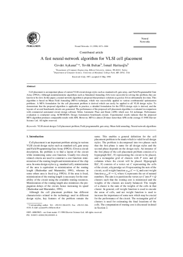 (PDF) A fast neural-network algorithm for VLSI cell placement (PDF) A fast neural-network algorithm for VLSI cell placement