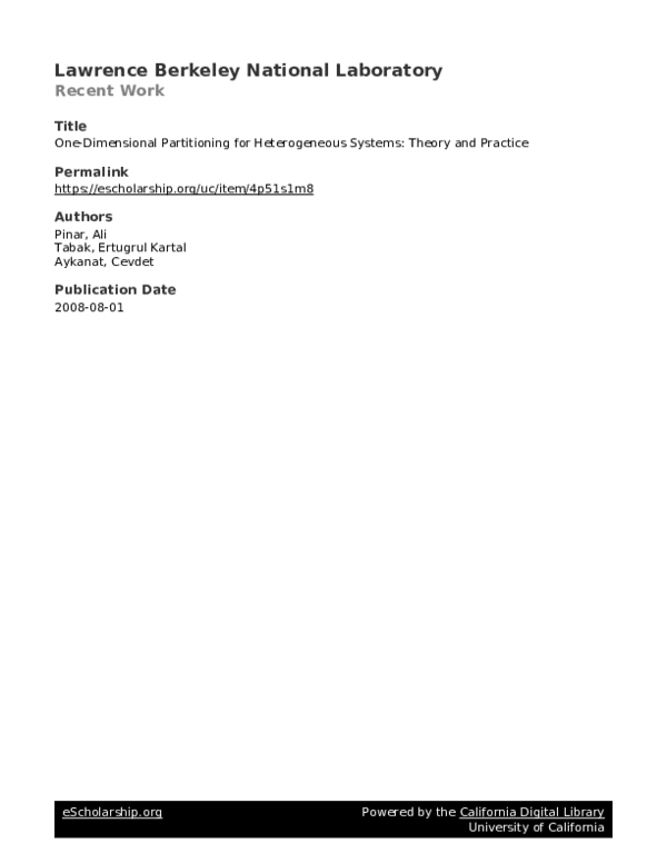 Pdf One Dimensional Partitioning For Heterogeneous Systems Theory And Practice 1305