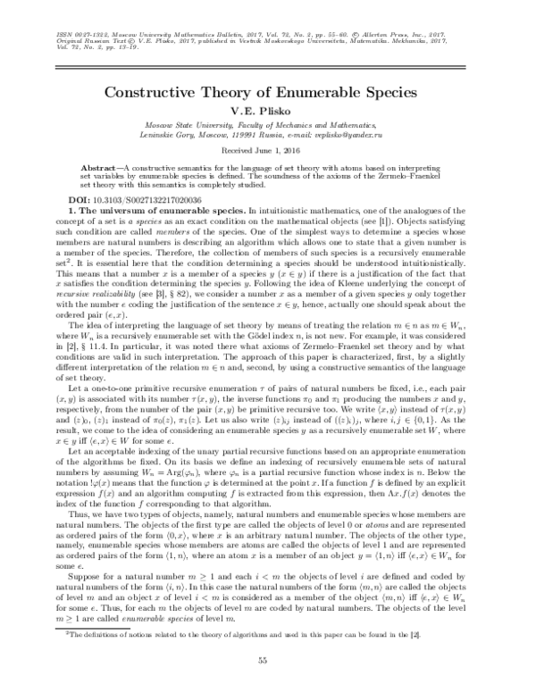 (PDF) Constructive theory of enumerable species
