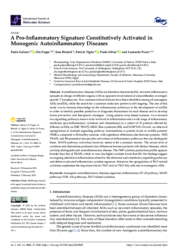 (PDF) A Pro-Inflammatory Signature Constitutively Activated in ...