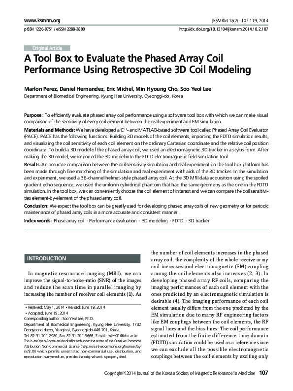 Pdf A Tool Box To Evaluate The Phased Array Coil Performance Using 4390