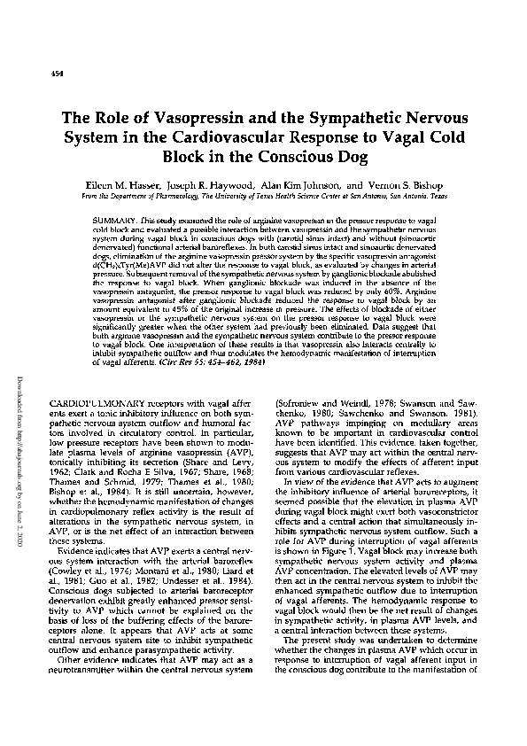 (PDF) The role of vasopressin and the sympathetic nervous system in the cardiovascular response ...