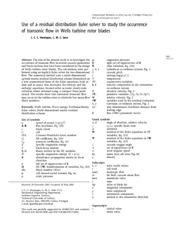 (PDF) Use of a residual distribution Euler solver to study the occurrence of transonic flow in ...