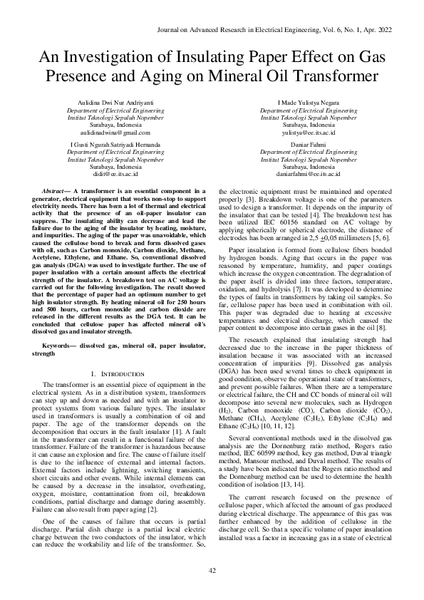 (PDF) An Investigation of Insulating Paper Effect on Gas and Aging on ...