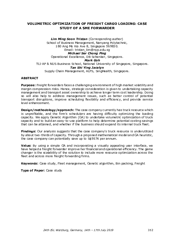 (PDF) Volumetric Optimization of Freight Cargo Loading: Case Study of a ...