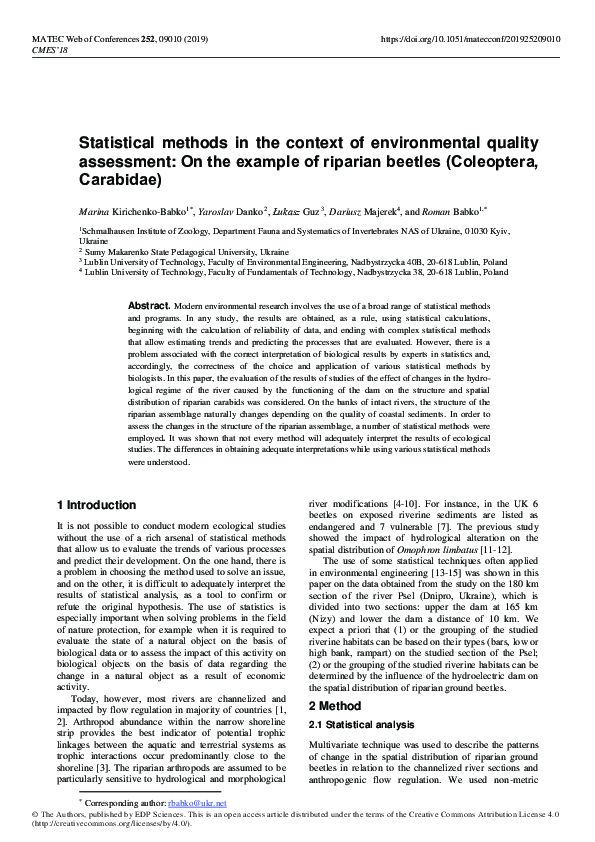 (PDF) Statistical methods in the context of environmental quality ...