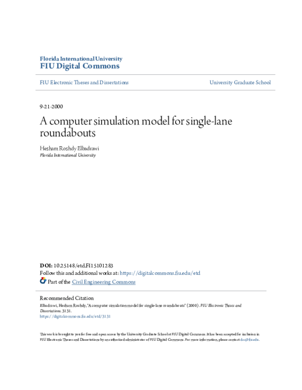 (PDF) A computer simulation model for single-lane roundabouts