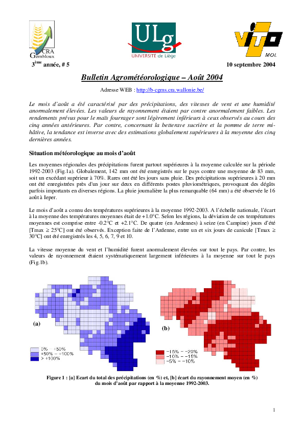 (PDF) Bulletin agrométéorologique - Août 2004