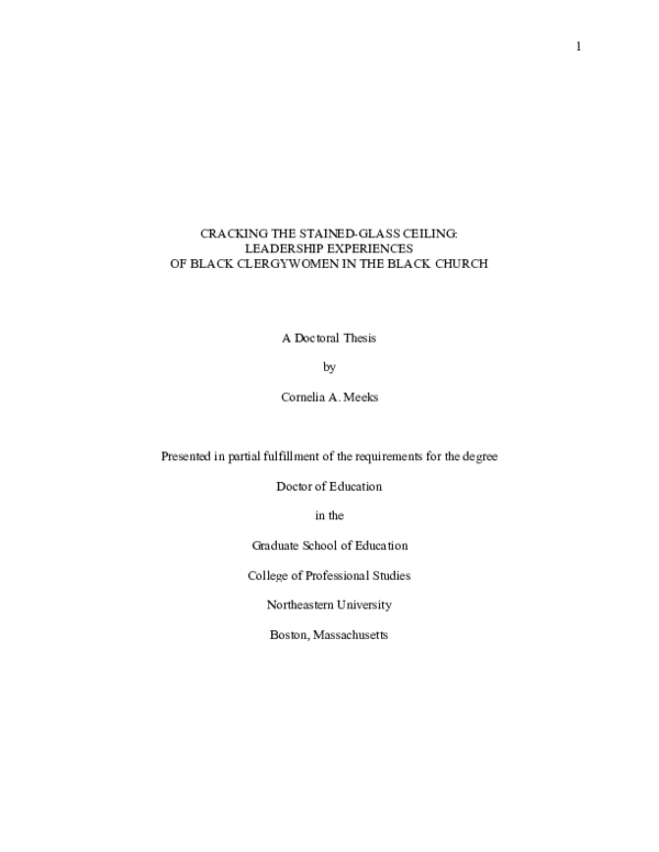 (PDF) Cracking the stained-glass ceiling : leadership experiences of ...
