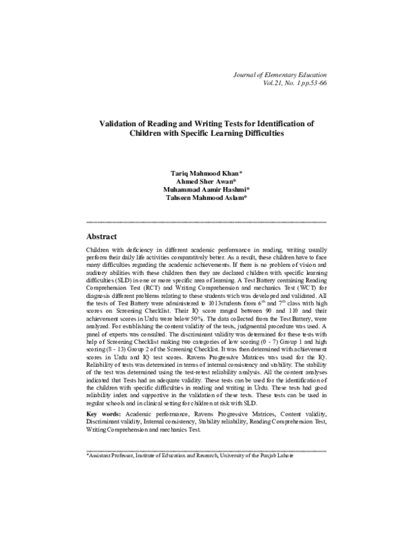PDF Validation Of Reading And Writing Tests For Identification Of pdf-validation-of-reading-and-writing-tests-for-identification-of
