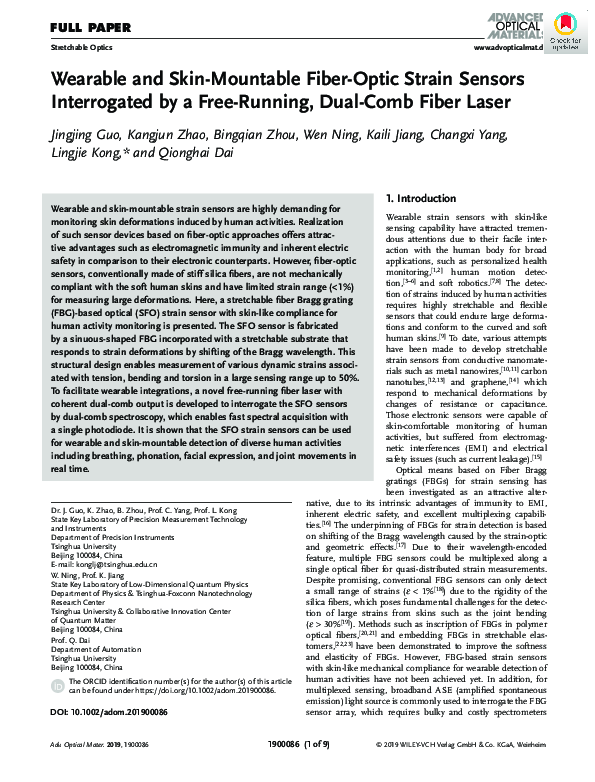(PDF) Wearable and Skin‐Mountable Fiber‐Optic Strain Sensors ...