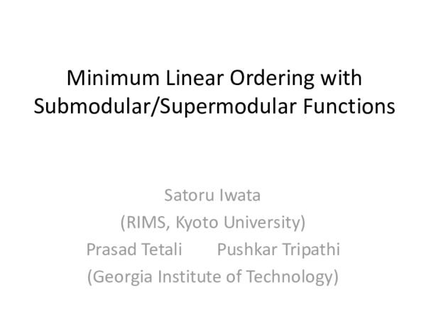 Pdf Minimum Linear Ordering With Submodularsupermodular Functions Satoru Iwata