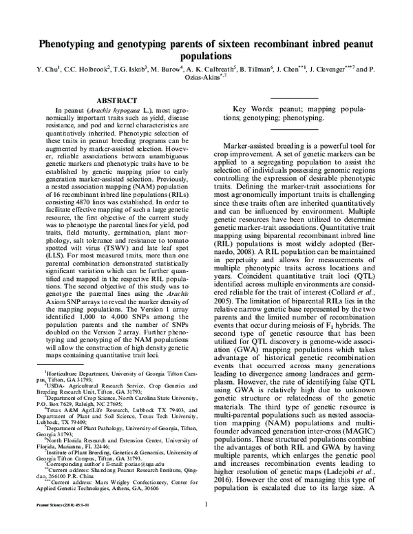 (PDF) Phenotyping and genotyping parents of sixteen recombinant inbred ...