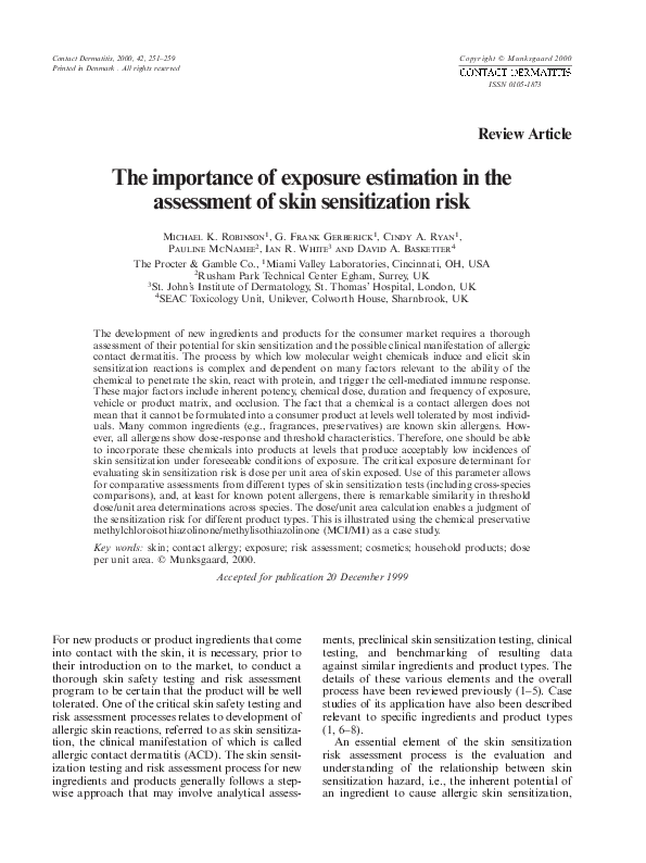 (PDF) The importance of exposure estimation in the assessment of skin ...