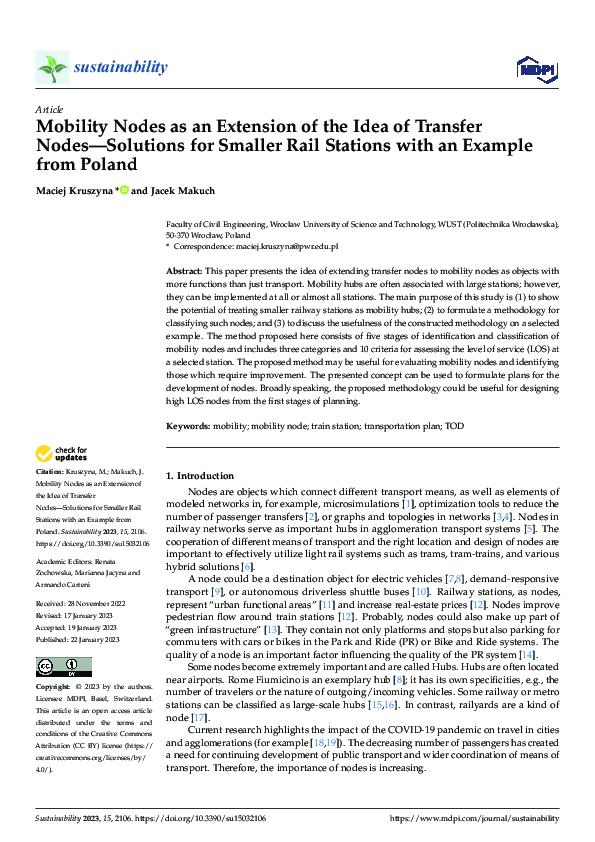 (PDF) Mobility Nodes as an Extension of the Idea of Transfer Nodes ...