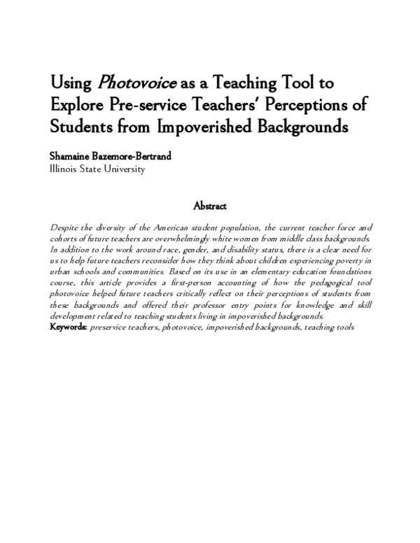 (PDF) Using Photovoice as a Teaching Tool to Explore Pre-service ...