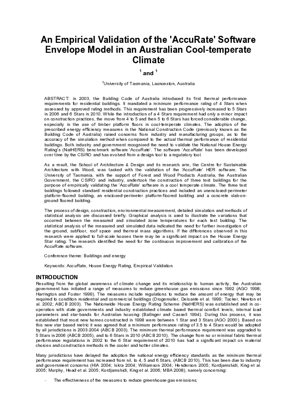 (PDF) An Empirical Validation of the 'AccuRate' Software Envelope Model using a Concrete Slab-on ...