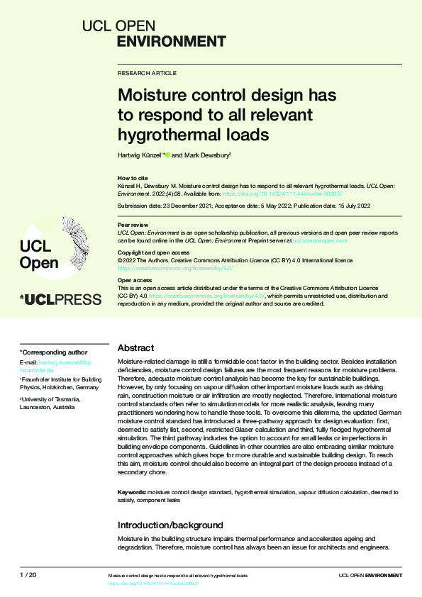 (PDF) Moisture control design has to respond to all relevant ...