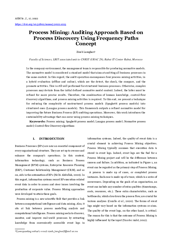 (PDF) Process Mining: Auditing Approach Based on Process Discovery Using Frequency Paths Concept ...