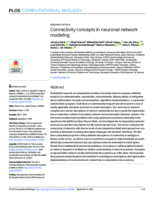 (PDF) Connectivity concepts in neuronal network modeling