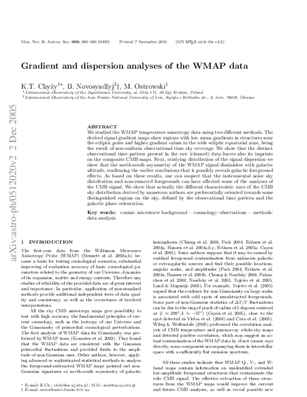 (PDF) Gradient and dispersion analyses of the WMAP data