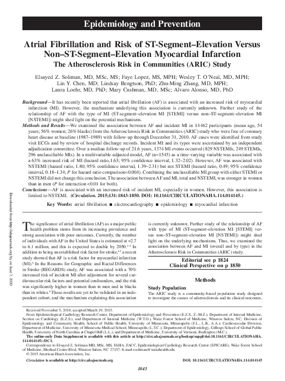 (PDF) Atrial Fibrillation and Risk of ST-Segment Elevation versus Non ...